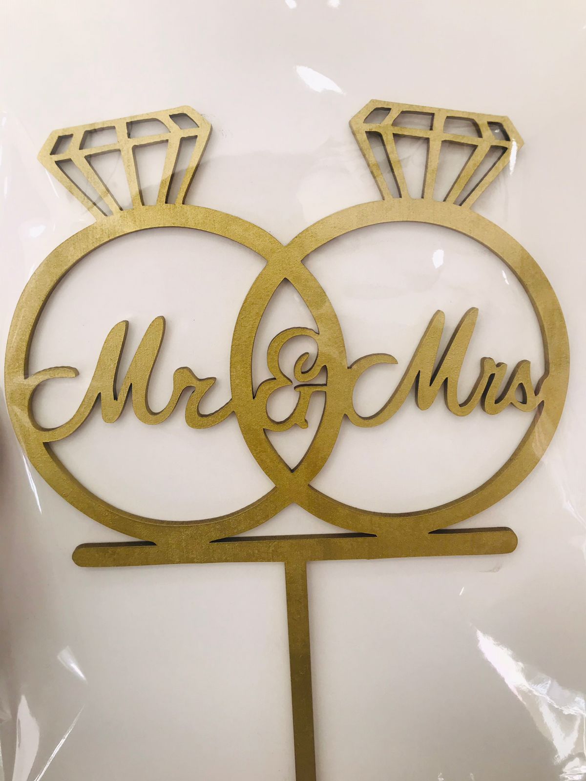 Cake Topper Dorado Mr & Mrs Anillos – Bakers Depot